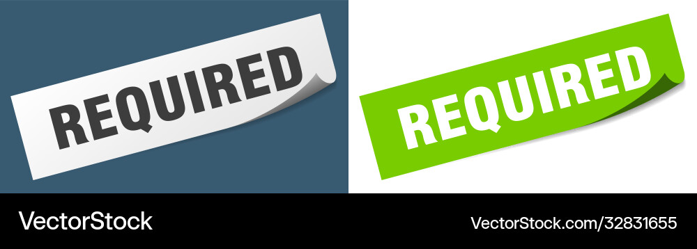Required paper peeler sign set sticker Royalty Free Vector