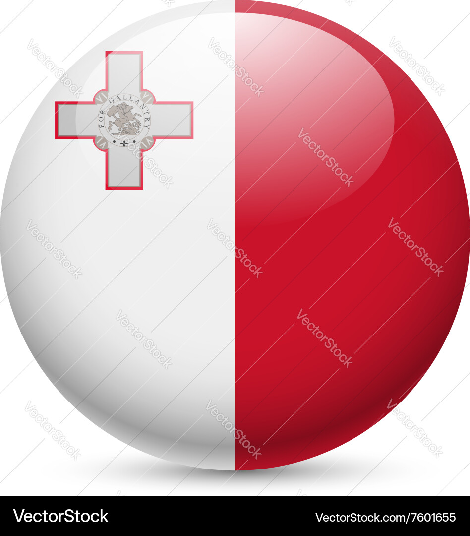 Round glossy icon of malta Royalty Free Vector Image