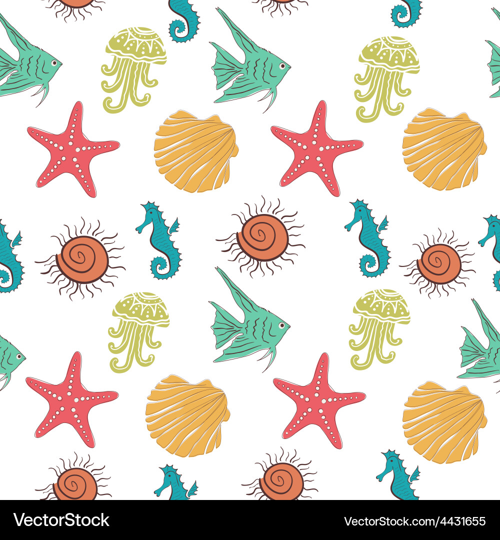 Seamless sea pattern with colorful marine Vector Image