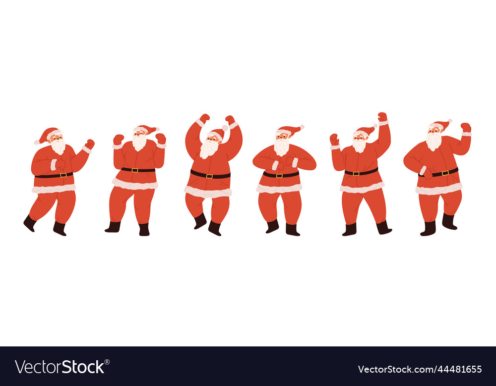 Set of happy dancing santa claus characters Vector Image