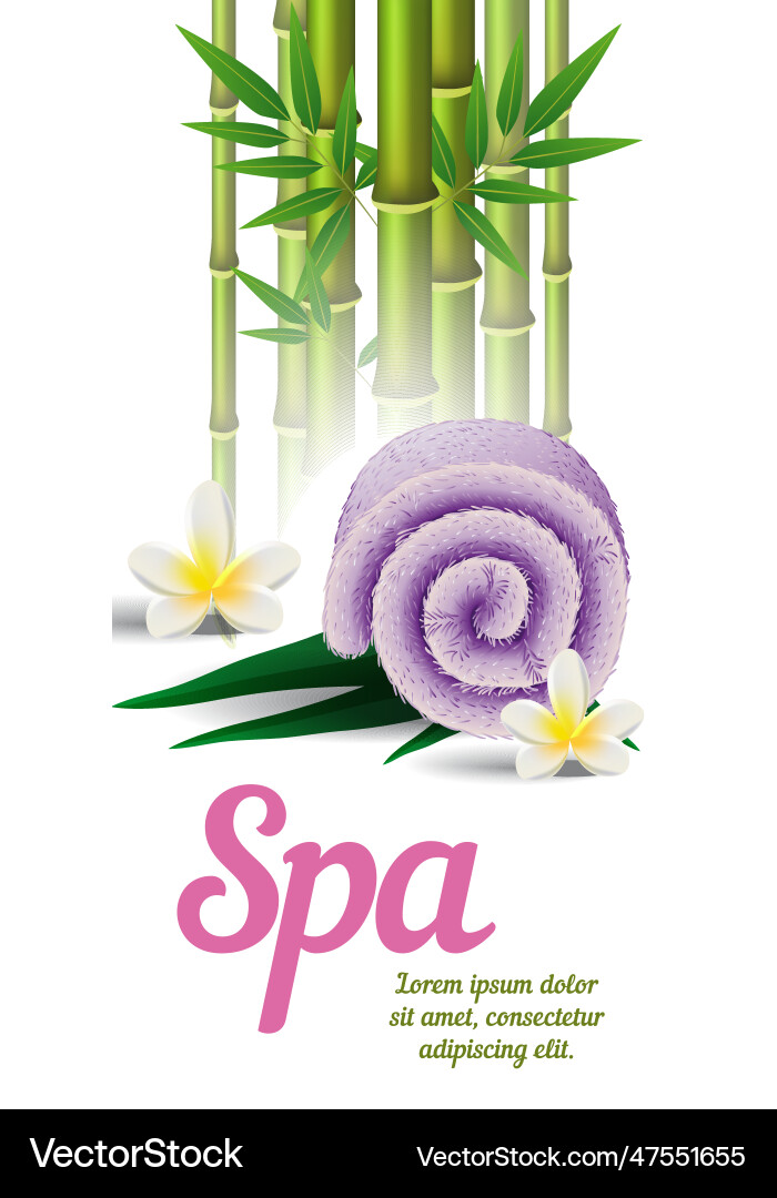 Spa lettering bamboo and towel Royalty Free Vector Image
