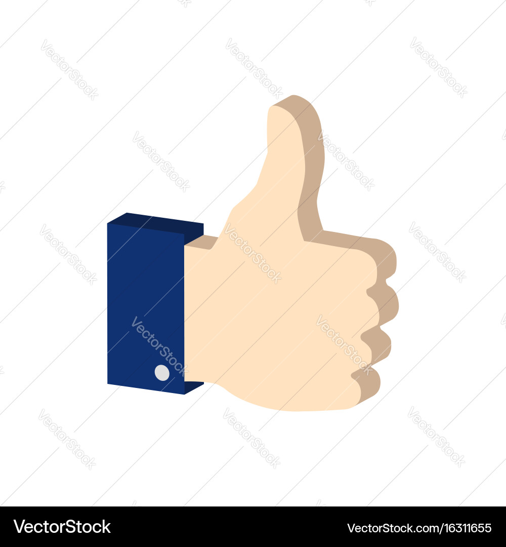 Thumb up symbol flat isometric icon or logo 3d Vector Image