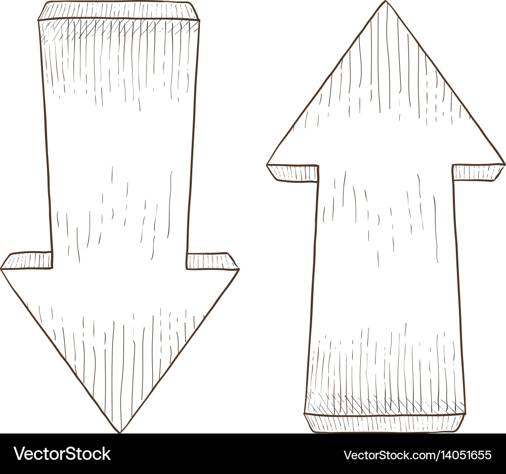 Up and down arrows hand drawn sketch Royalty Free Vector