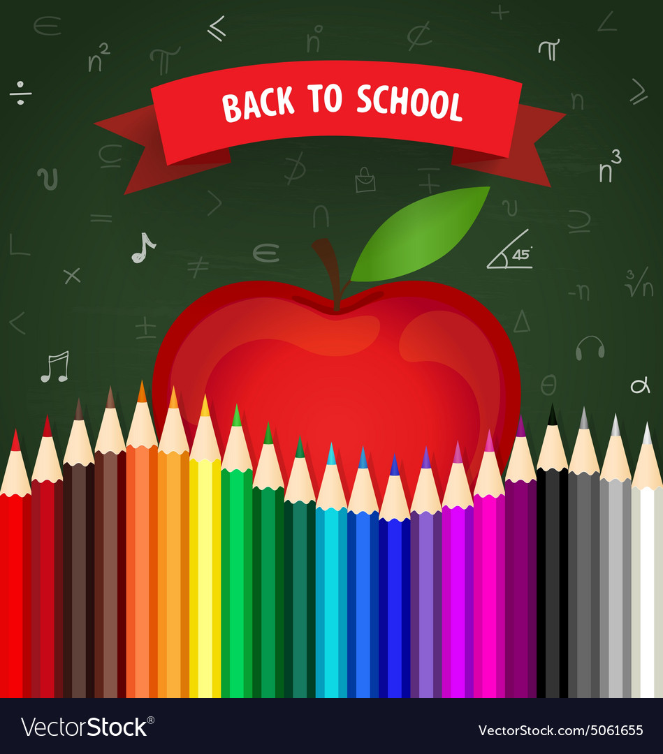 Welcome back to school with apple and color Vector Image
