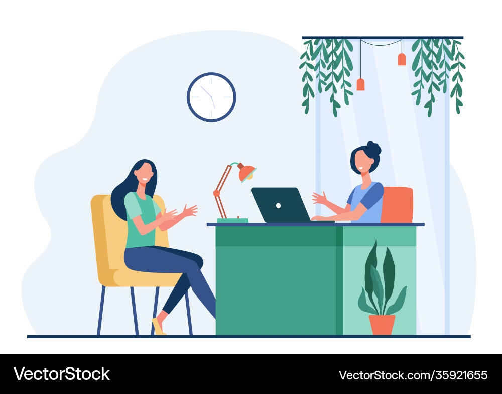 Woman characters having business conversation Vector Image