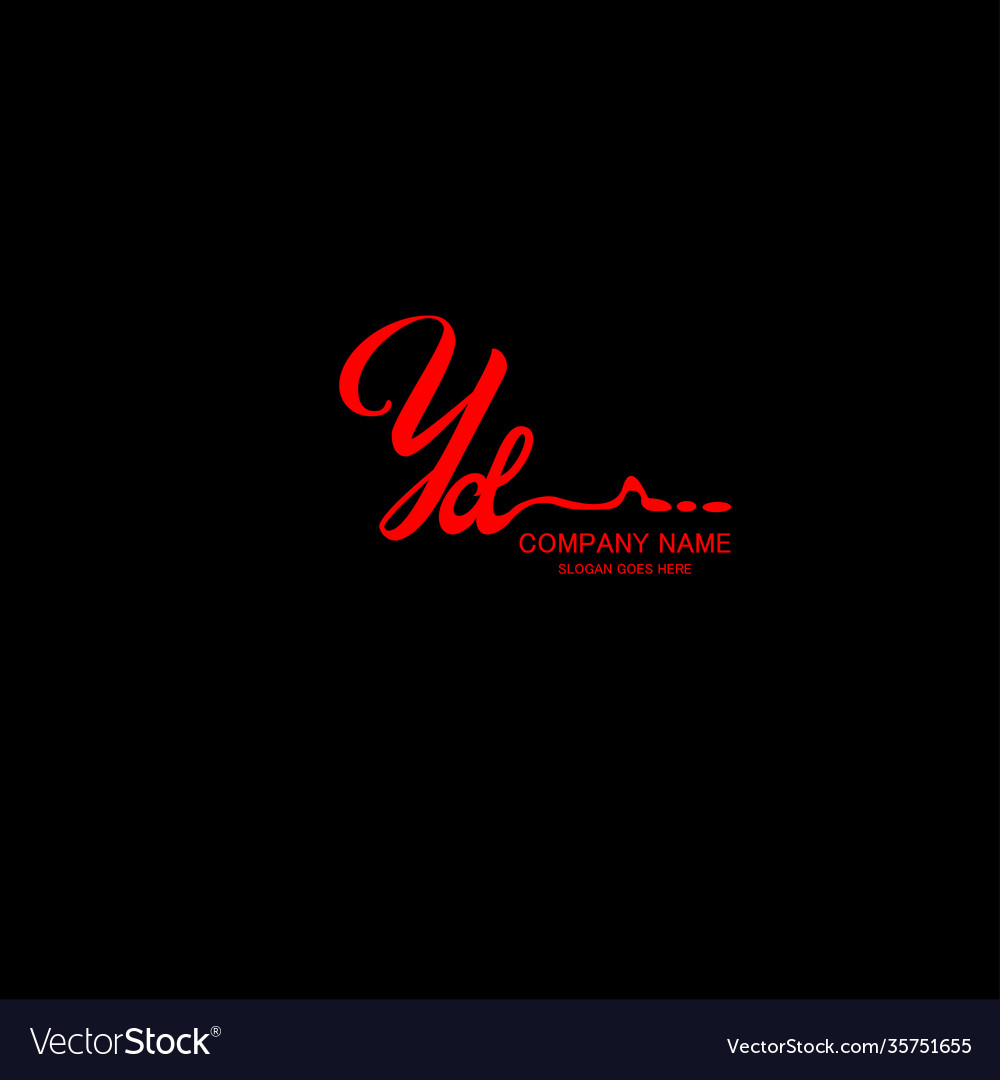 Yd initial handwriting logo template Royalty Free Vector