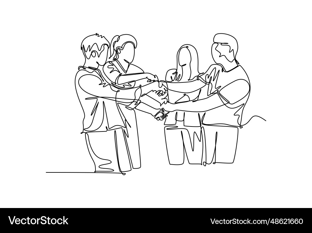 Continuous one line drawing young business group Vector Image