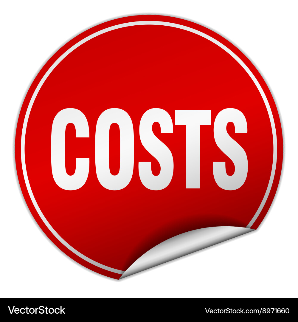 Costs round red sticker isolated on white Vector Image