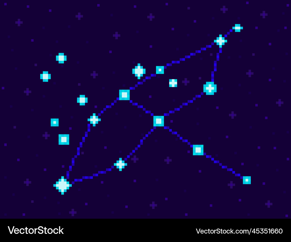 Cygnus constellation in pixel art style 8-bit Vector Image