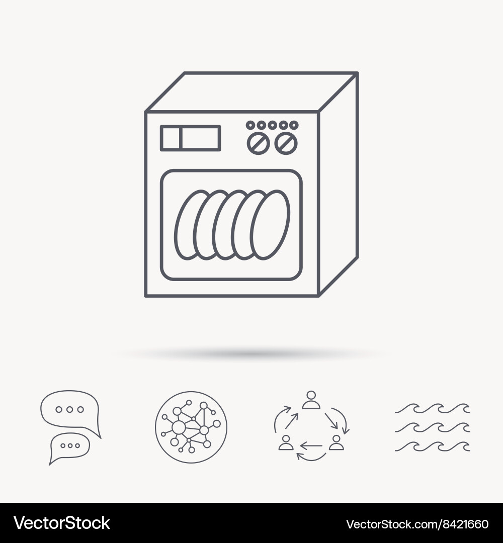 Dishwasher icon kitchen appliance sign Royalty Free Vector