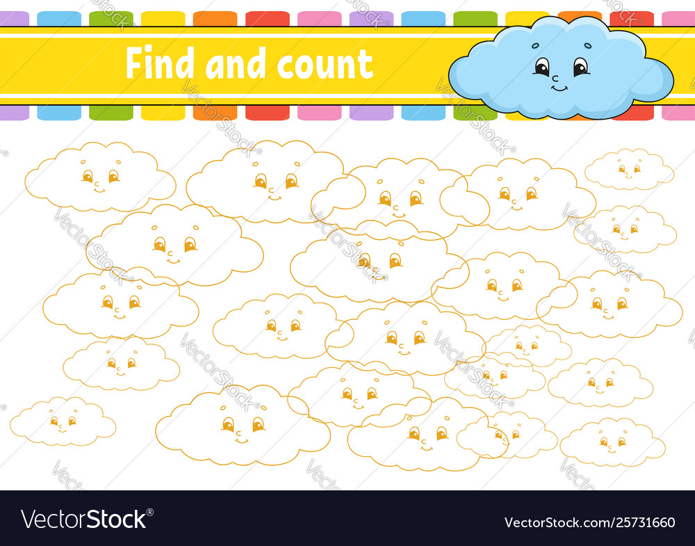 Find and count education developing worksheet Vector Image