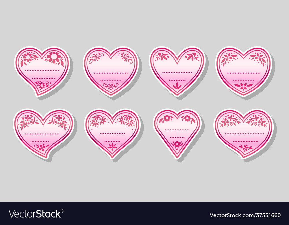 Heart floral red sticker valentine card love label