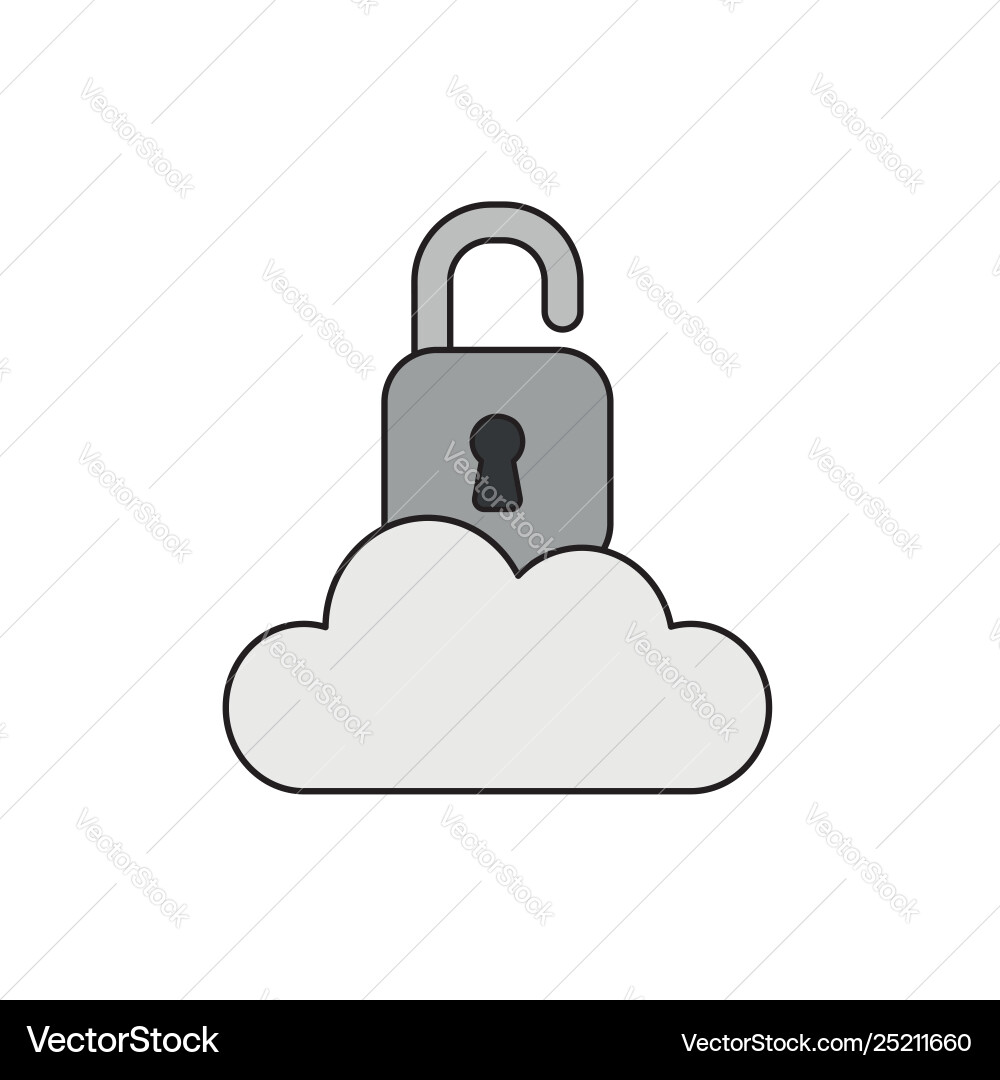Icon concept opened padlock on cloud Royalty Free Vector