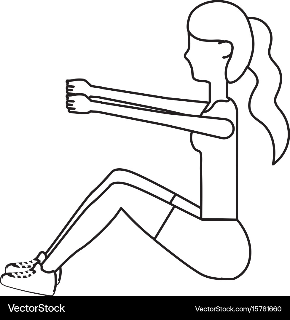 Line healthy woman doing exercise Royalty Free Vector Image
