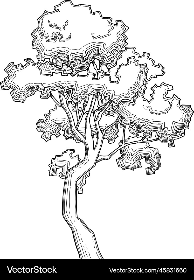 Plant tree forest icon outline hand drawn Vector Image