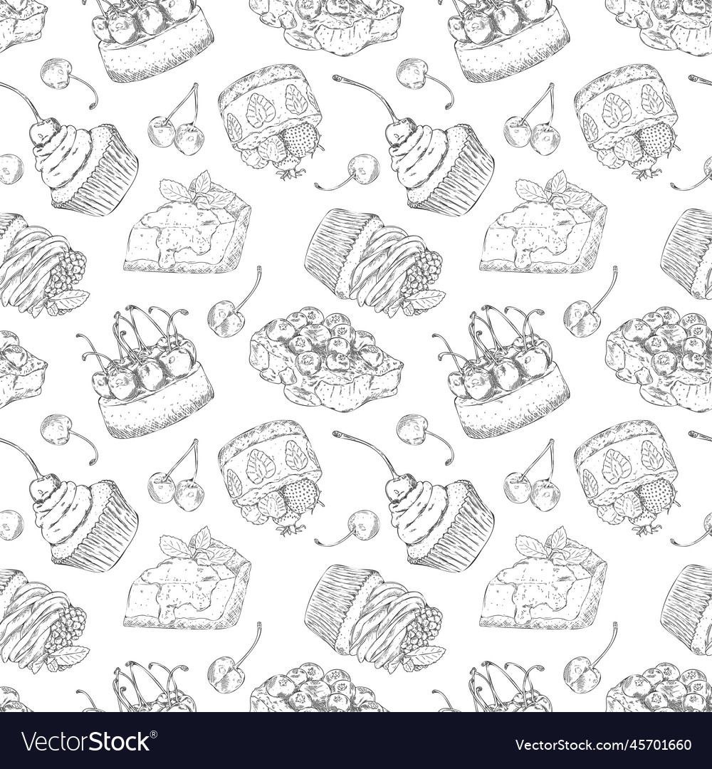 Seamless pattern with hand drawn outline Vector Image