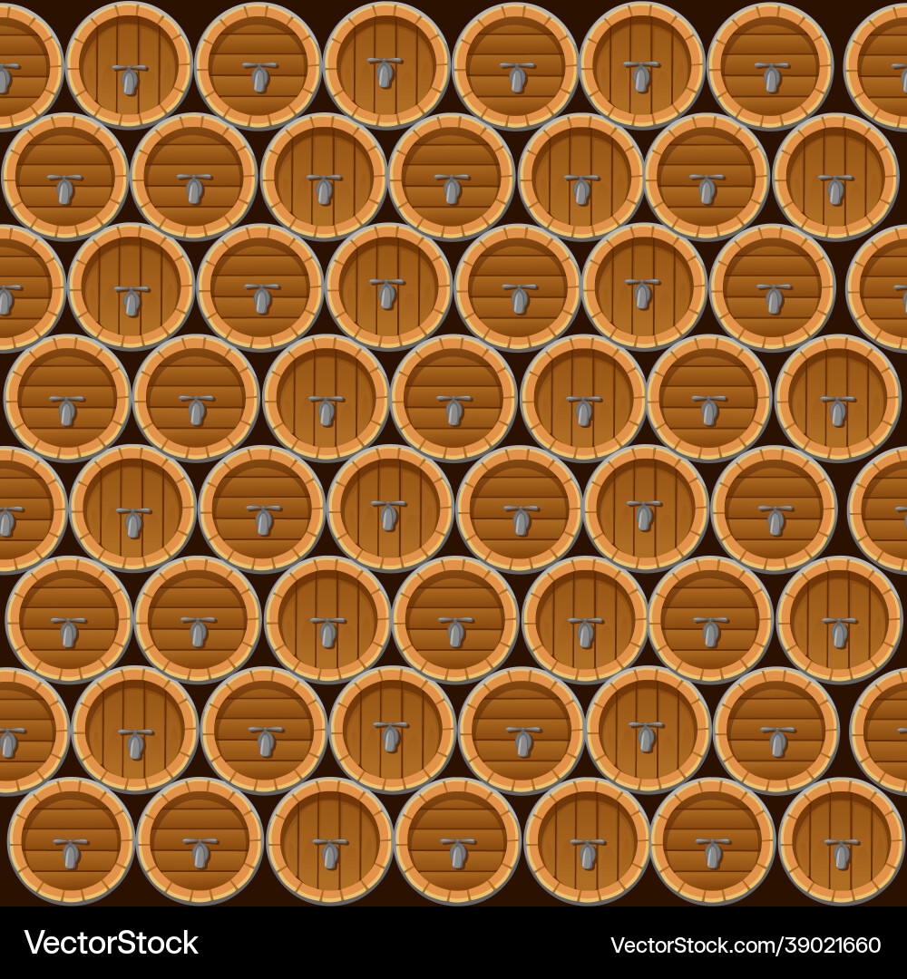Seamless pattern wooden wine or beer barrels Vector Image