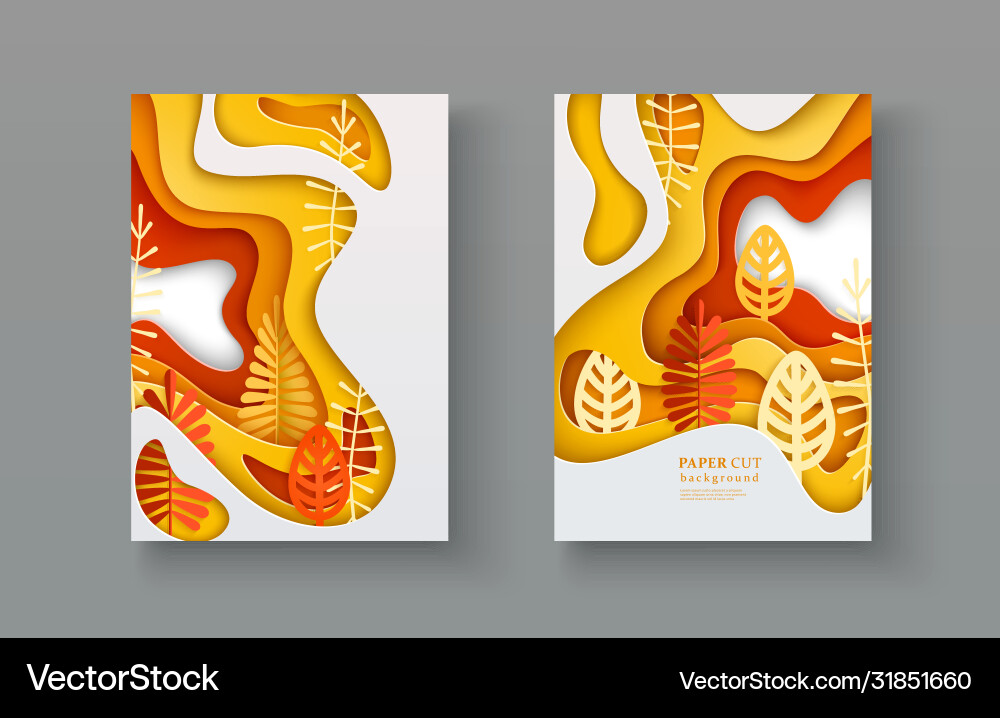 Set autumn banners with layered shapes Royalty Free Vector