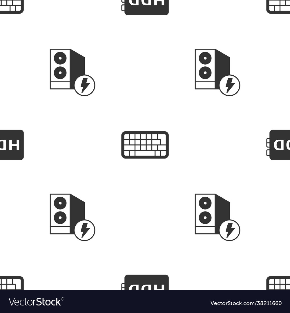 Set Hard Disk Drive Hdd Keyboard And Case Vector Image