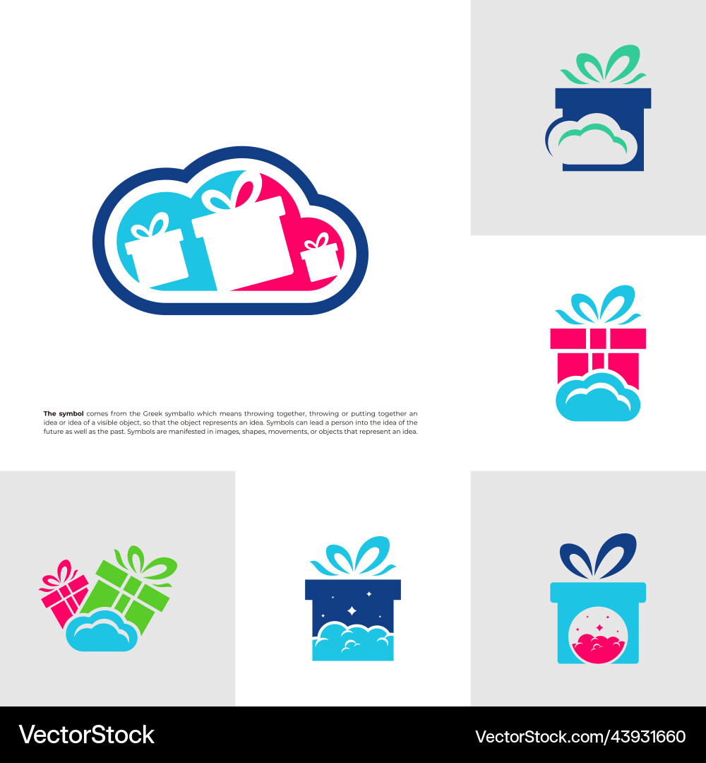 Set of gift cloud logo design template Royalty Free Vector