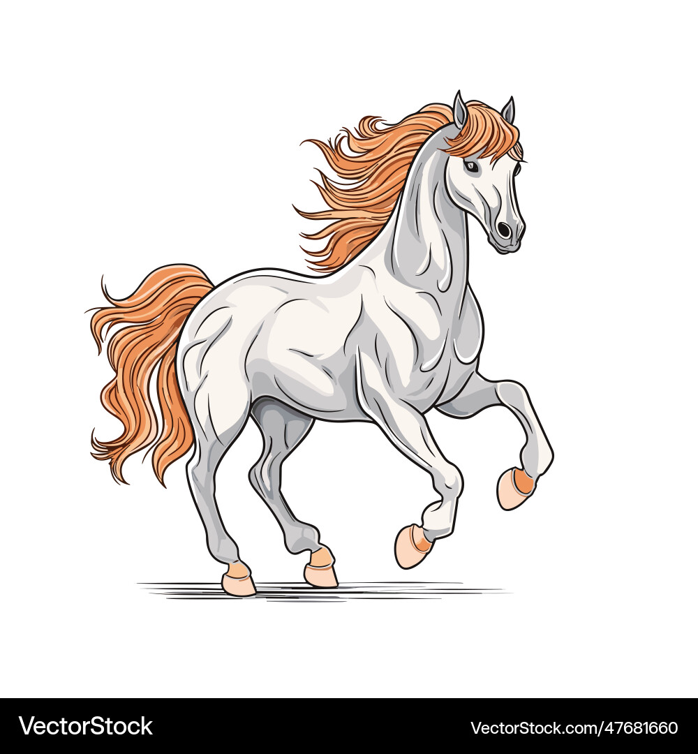 Stallion hand-drawn doodle style cartoon Vector Image