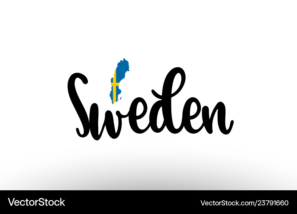 Sweden country big text with flag inside map Vector Image