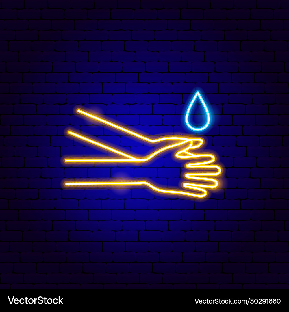 Wash hands neon sign Royalty Free Vector Image