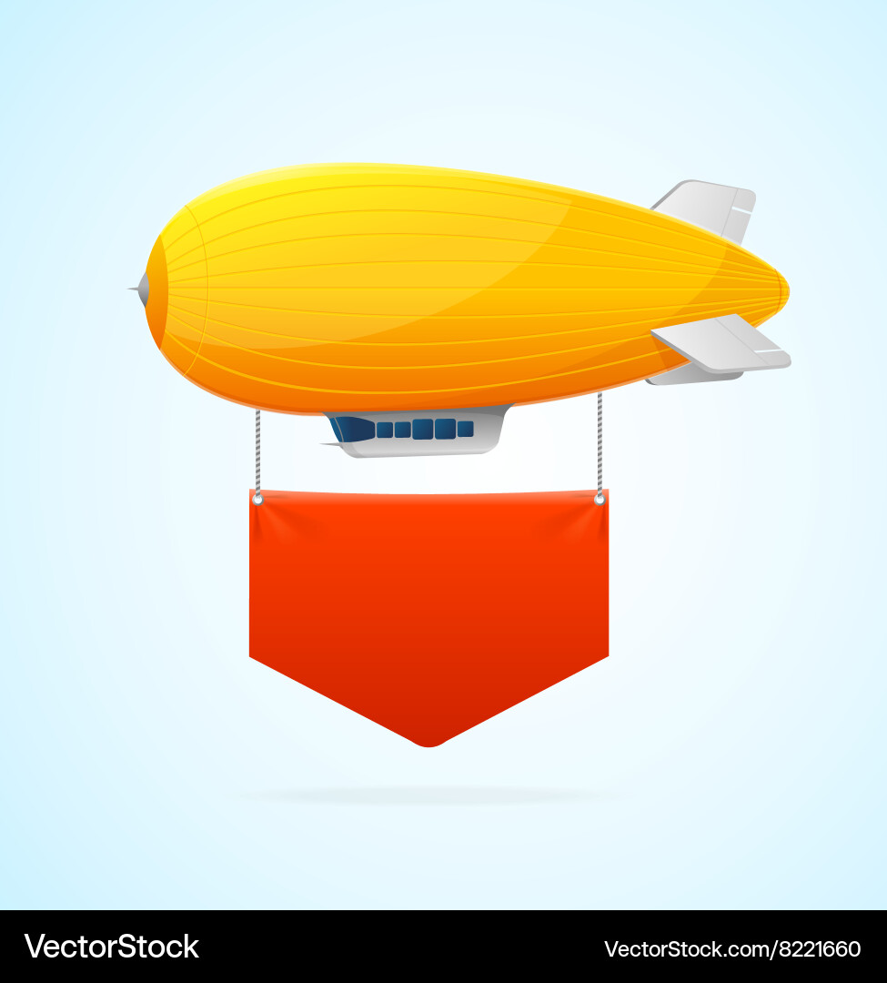 Yellow airship flying banner Royalty Free Vector Image