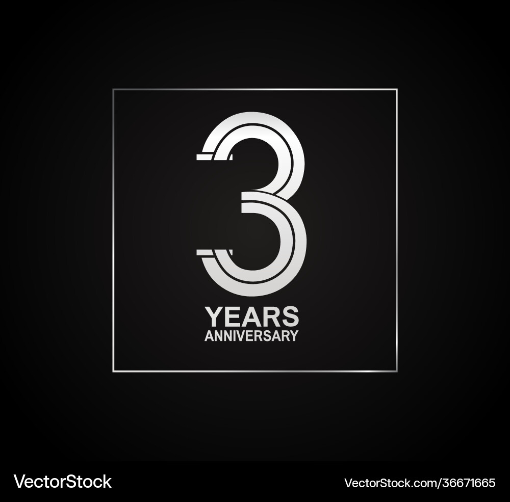 3 years anniversary logotype with cross hatch Vector Image