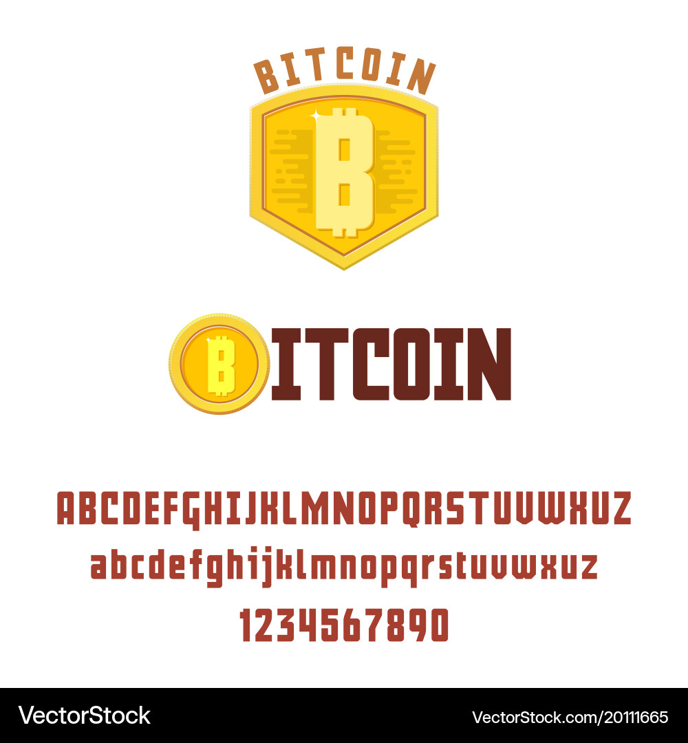 Bitcoin concept and font digital money Royalty Free Vector