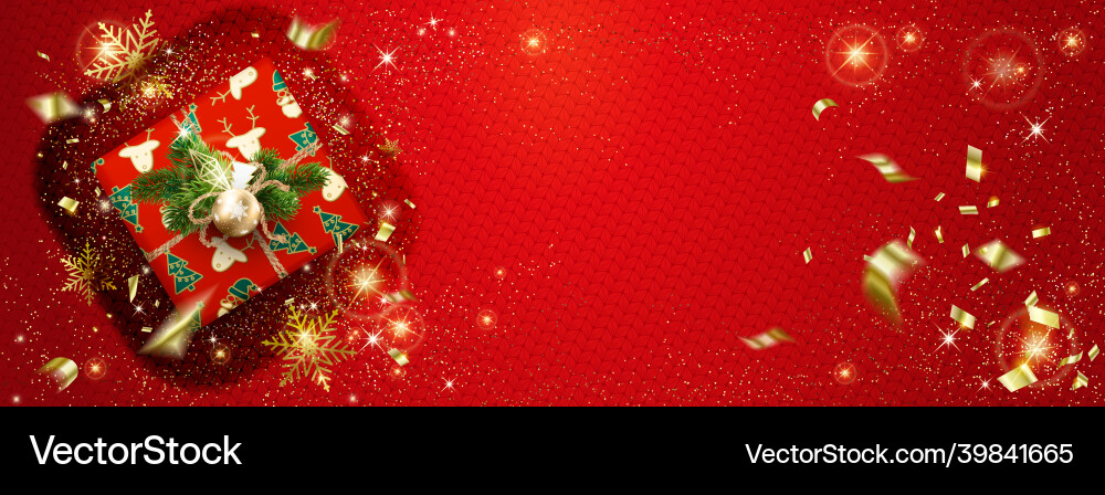 Christmas banner with a gift box and an copyspace Vector Image