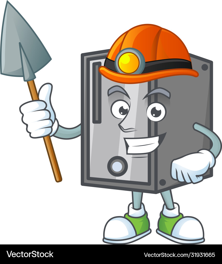 Cool clever miner cpu cartoon character design Vector Image
