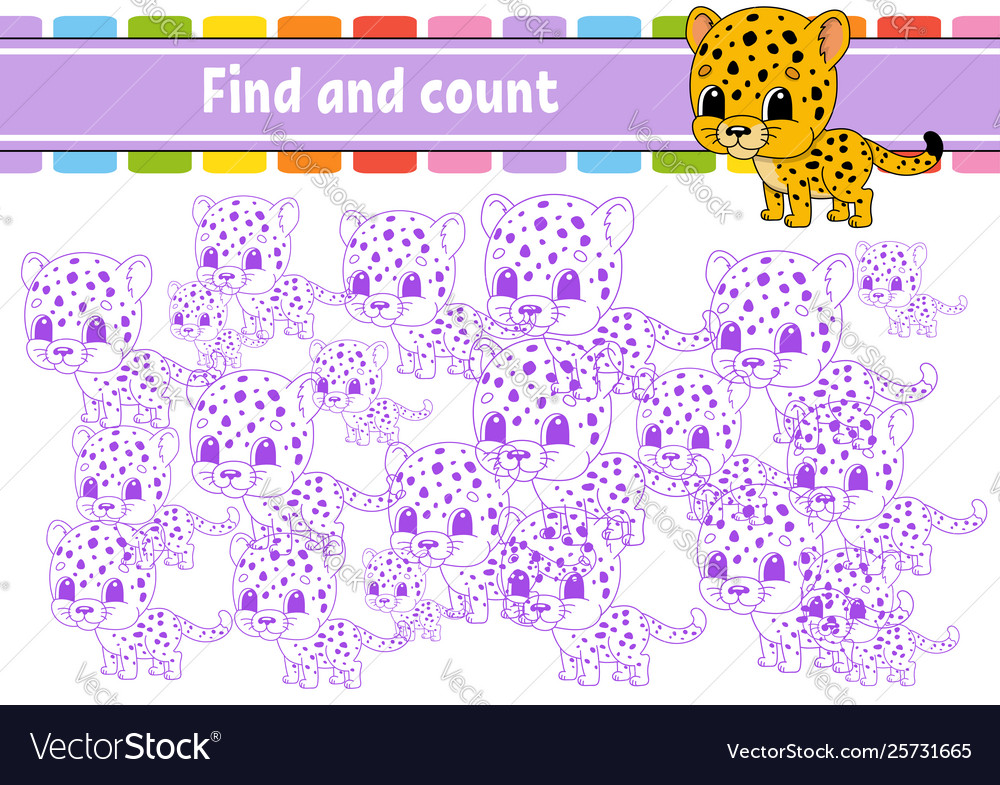 Find and count education developing worksheet Vector Image