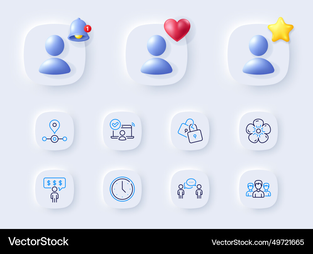 Group station and online access line icons Vector Image