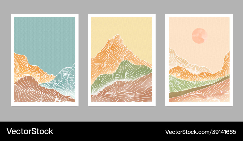 Set of creative minimalist modern line wave Vector Image