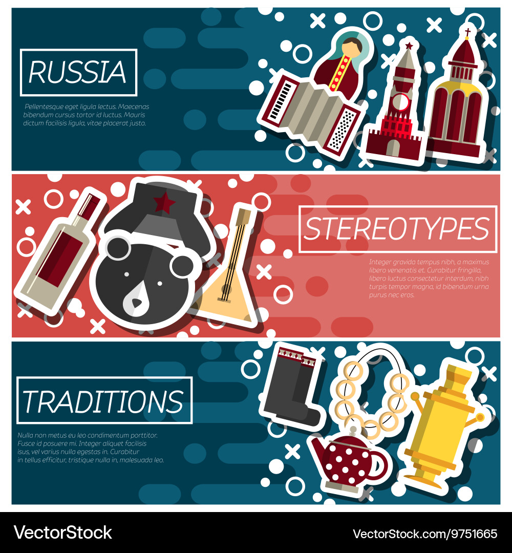 Set of Horizontal Banners about Russia Royalty Free Vector