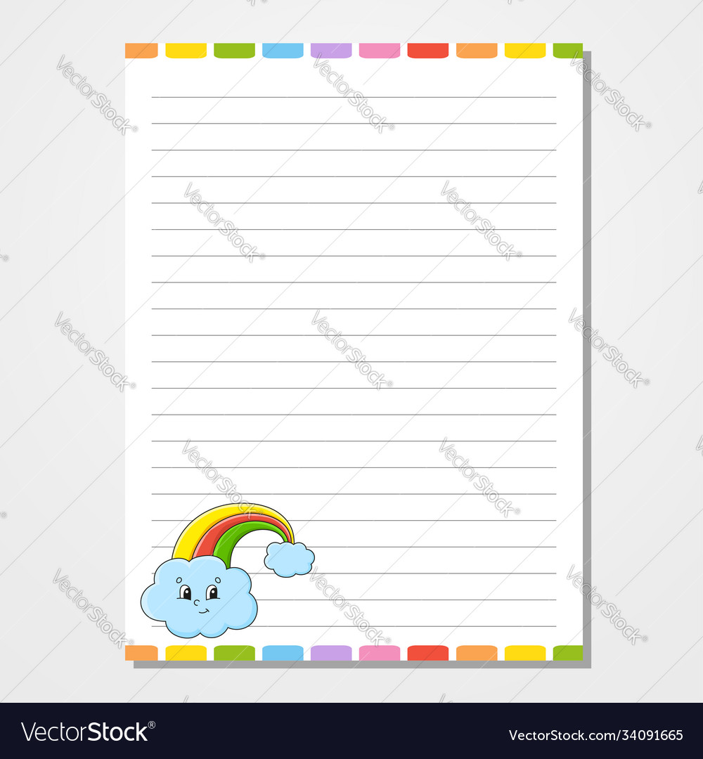 Sheet template for notebook notepad diary lined Vector Image
