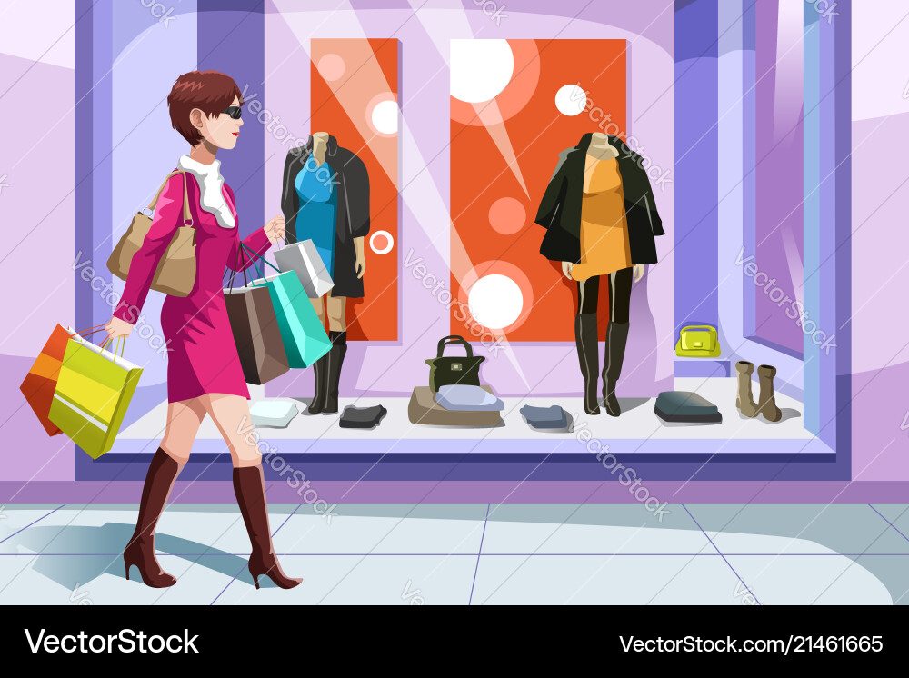 Shopaholic girl Royalty Free Vector Image - VectorStock