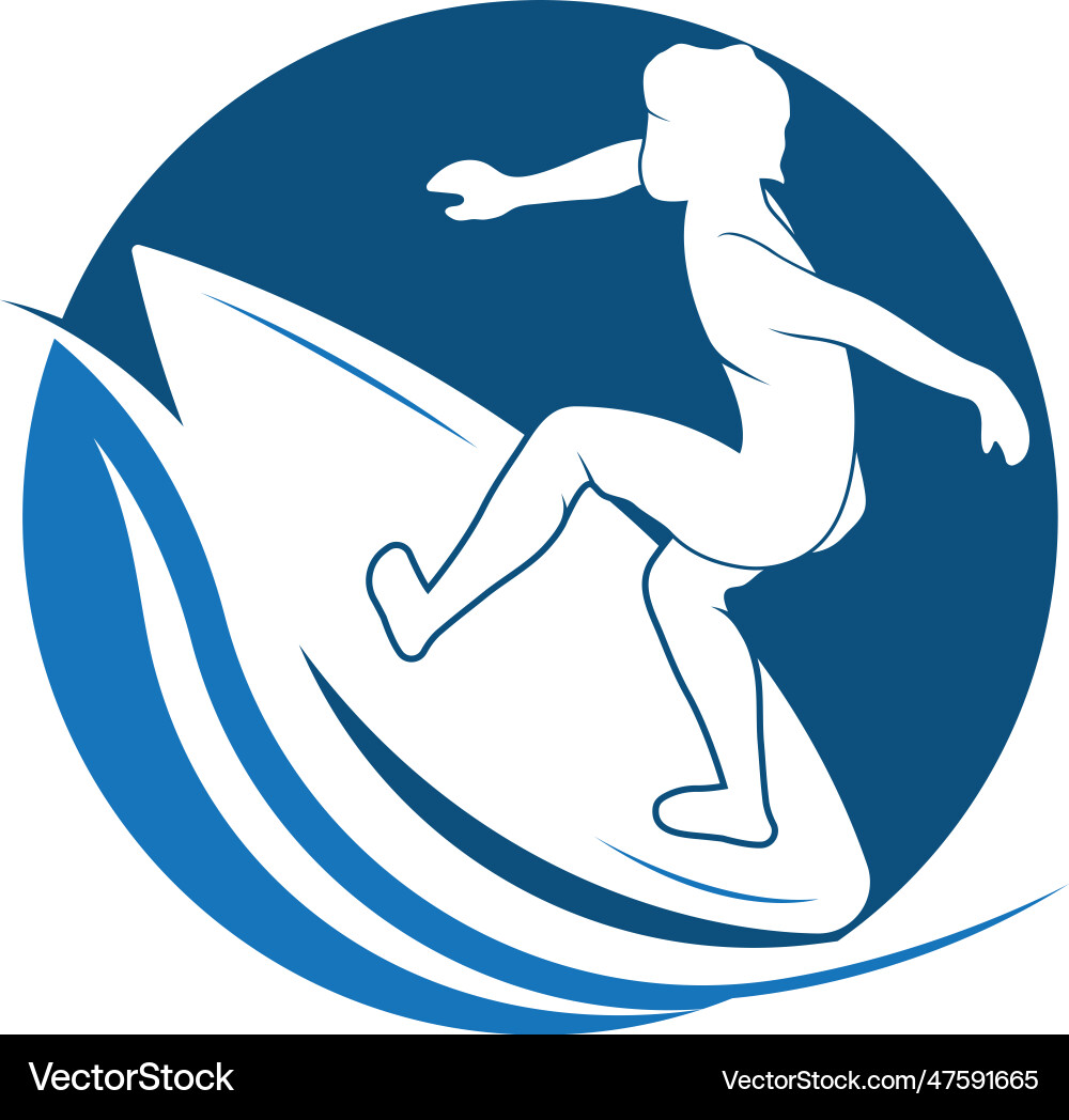 Surfing with water wave logo template symbol Vector Image