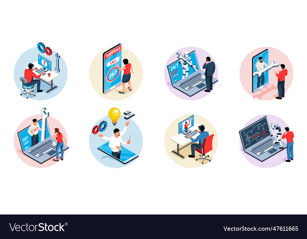Technical support round compositions Royalty Free Vector