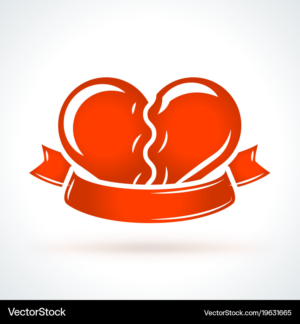 Two broken hearts with ribbon st valentines day Vector Image