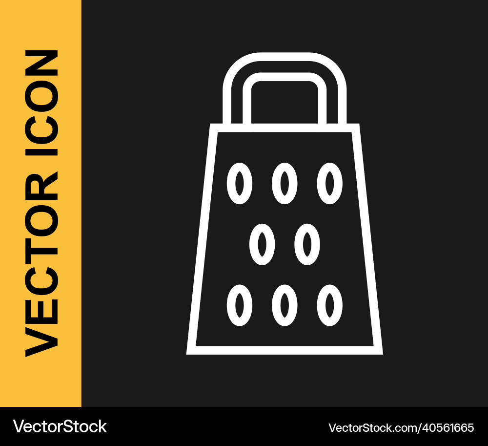 White line grater icon isolated on black Vector Image