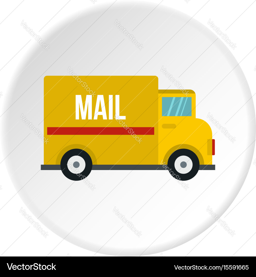 Yellow mail truck icon circle Royalty Free Vector Image