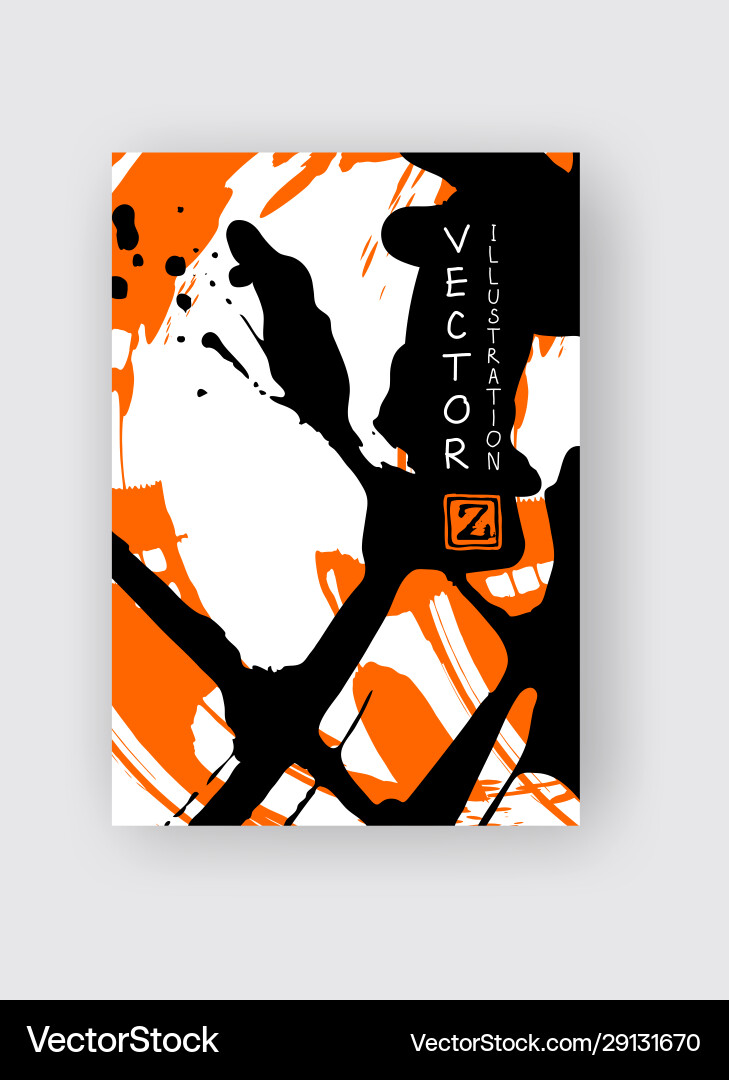 Black and orange ink brush stroke on white Vector Image