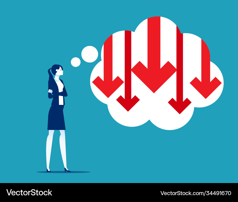 Business person thinking about business graph Vector Image
