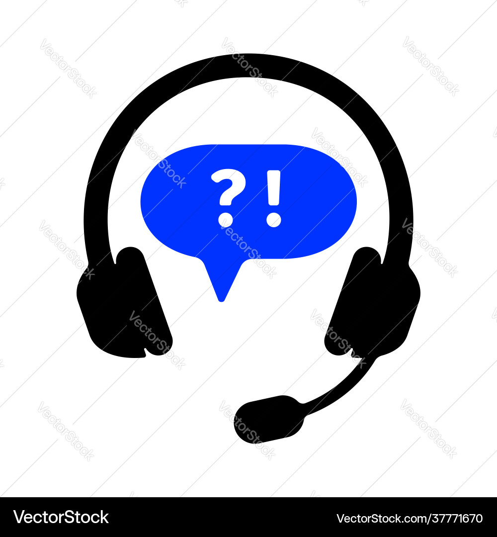 Customer support sign with headphones exclamation Vector Image