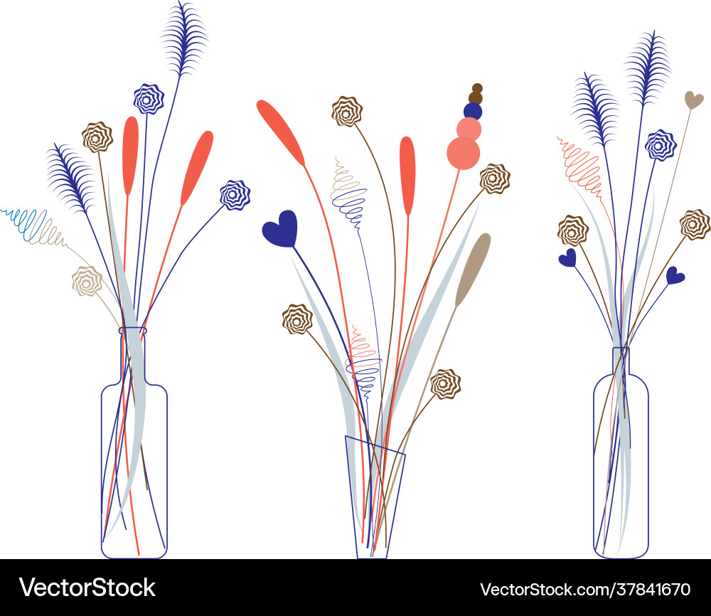 Flowers in vases Royalty Free Vector Image - VectorStock