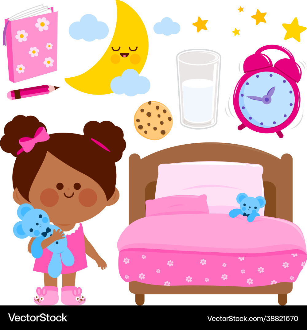 Girl getting ready to sleep Royalty Free Vector Image