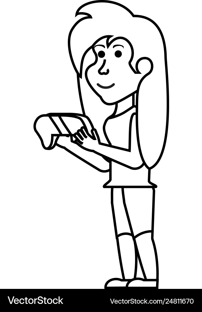 Girl with game control character Royalty Free Vector Image