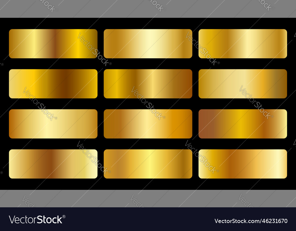 Gold gradient background element set Royalty Free Vector